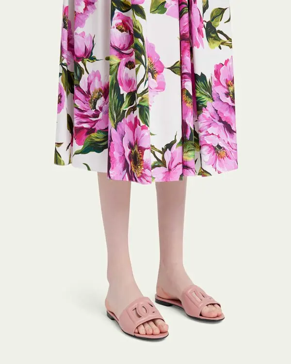 Dolce & Gabbana Cutout Dg Flat Slide Sandals - Rosa