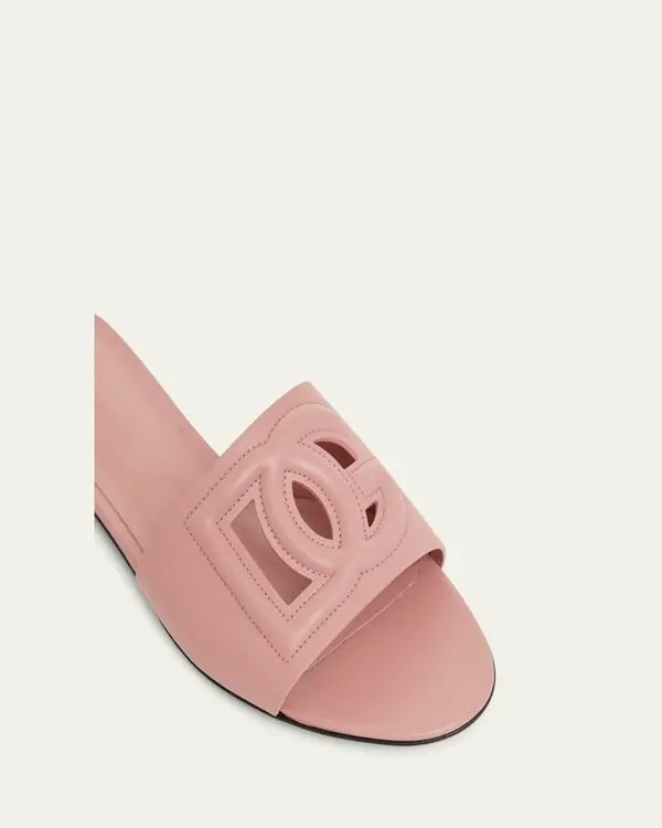 Dolce & Gabbana Cutout Dg Flat Slide Sandals - Rosa