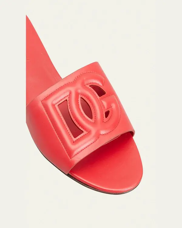Dolce & Gabbana Cutout Dg Flat Slide Sandals - Rosa