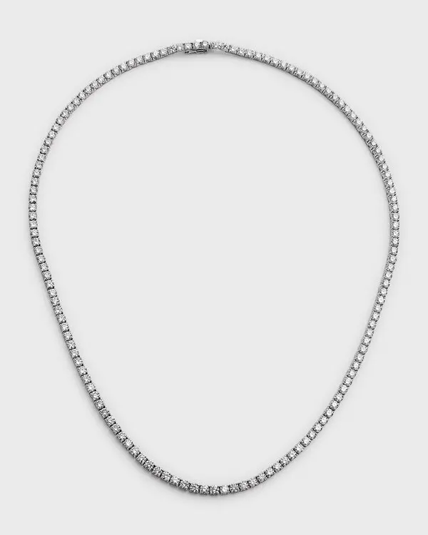 Neiman Marcus 18k Fg-si1 Diamond Tennis Necklace - White Gold