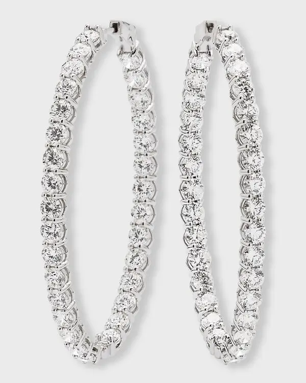 Neiman Marcus 18k Diamond Hoop Earrings - White Gold