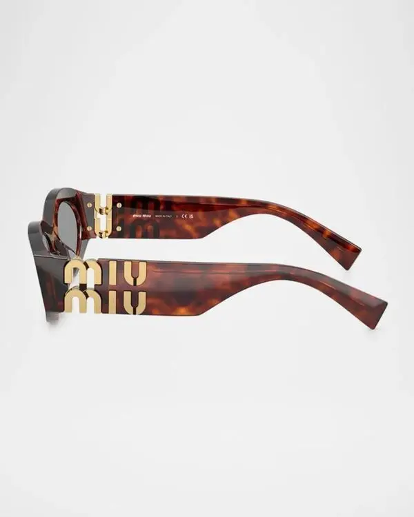 Miu Miu Logo Oval Sunglasses - Grey