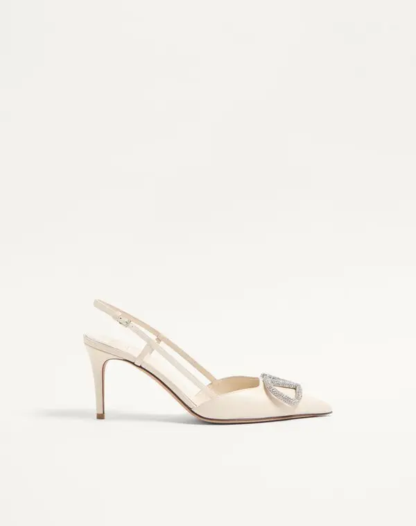 Valentino Garavani Vlogo Slingback Pump - Light Ivory/crystal