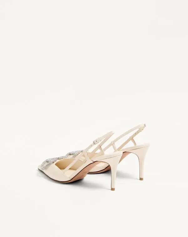 Valentino Garavani Vlogo Slingback Pump - Light Ivory/crystal
