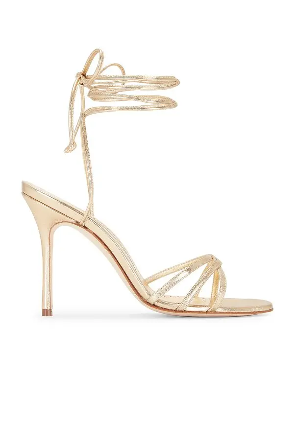Manolo Blahnik Leva 105 Leather Sandal - Gold