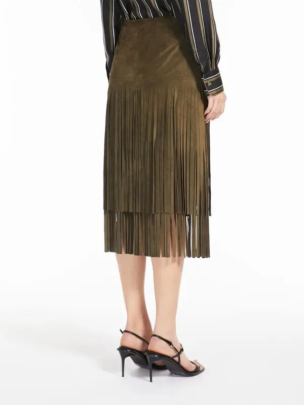 Max Mara Suede Skirt With Fringe