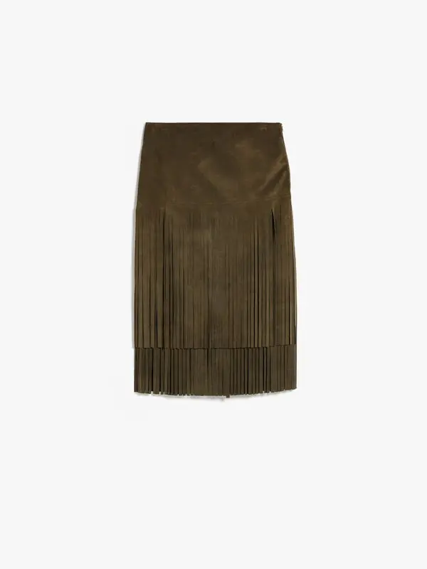 Max Mara Suede Skirt With Fringe