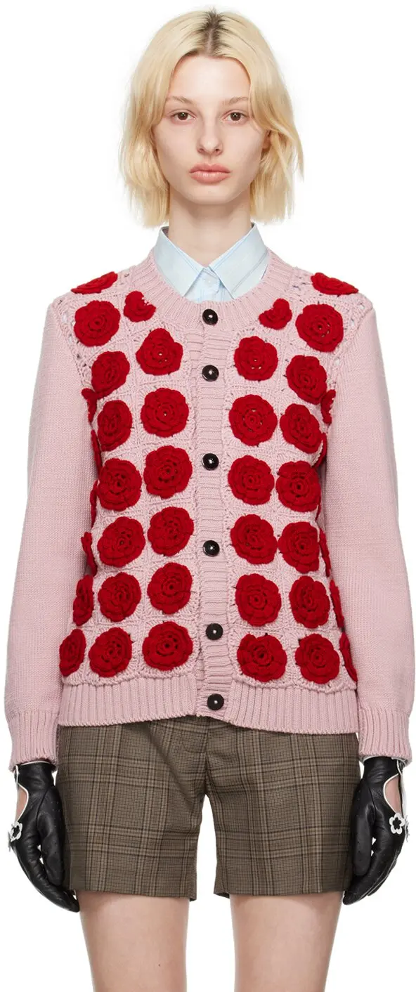 Ernest W. Baker Pink Rose Cardigan In Pink&Red - 66% Off