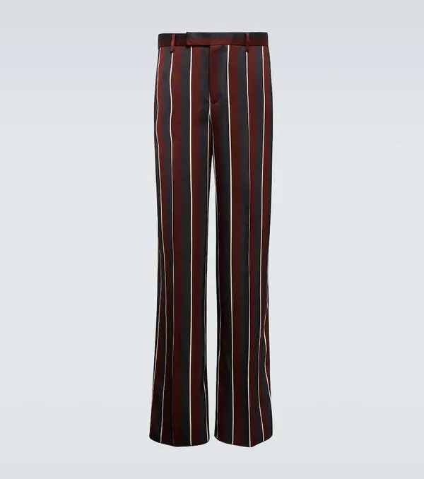 Versace High-rise Striped Crêpe Pants