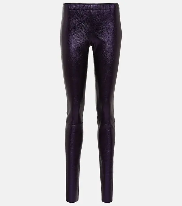 Stouls Carolyn Metallic Leather Leggings - Purple
