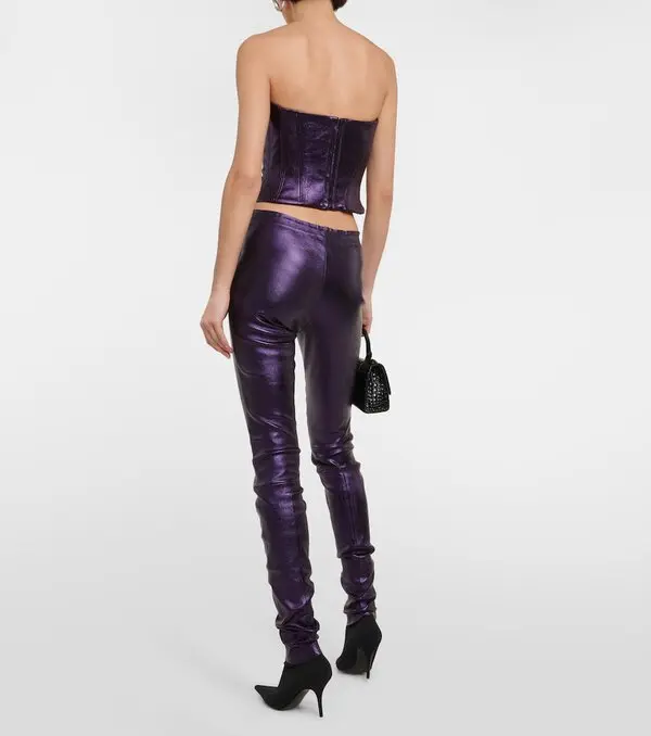 Stouls Carolyn Metallic Leather Leggings - Purple