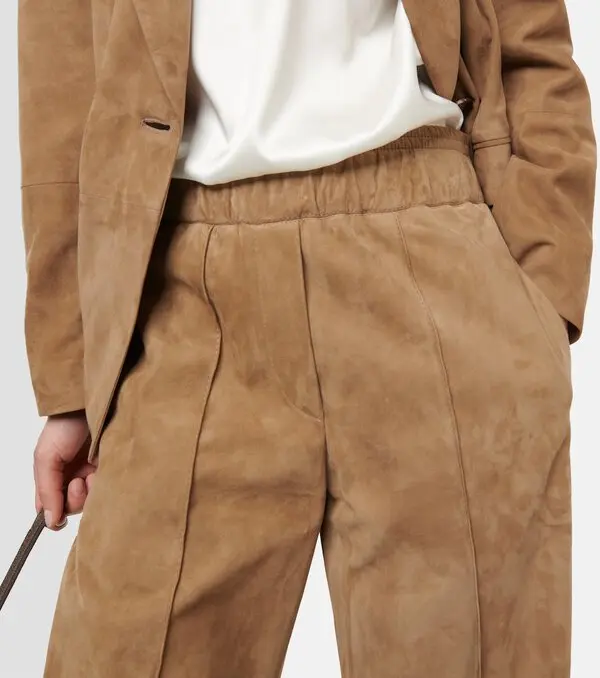 Brunello Cucinelli Wide-leg Suede Pants