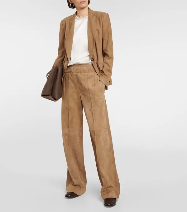 Brunello Cucinelli Wide-leg Suede Pants