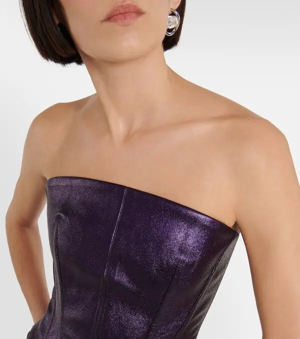 Stouls Rosalia Metallic Leather Bustier - Purple