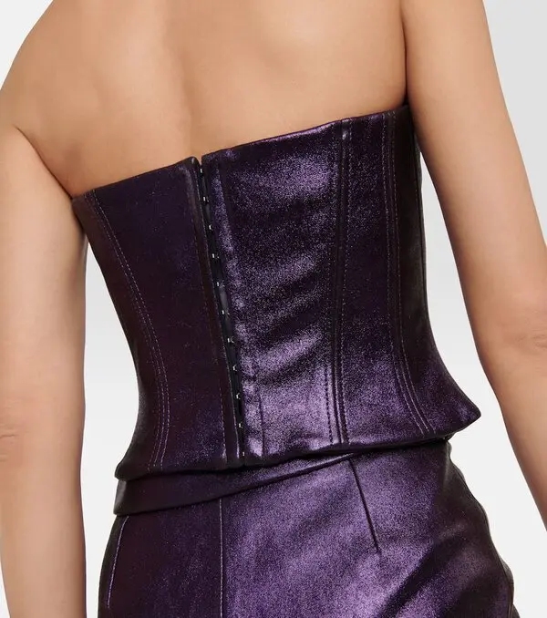 Stouls Rosalia Metallic Leather Bustier - Purple