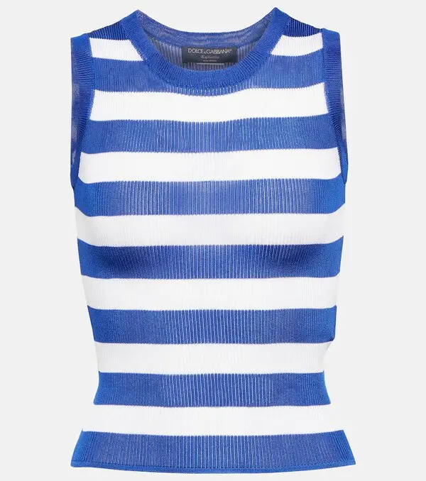 Dolce & Gabbana Portofino Ribbed-knit Striped Tank Top - Blue