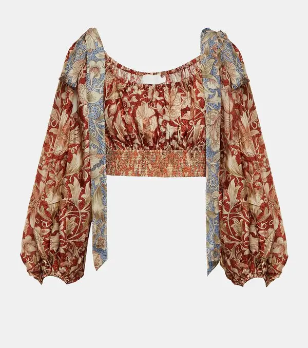 Zimmermann Chintz Floral Silk Crop Top