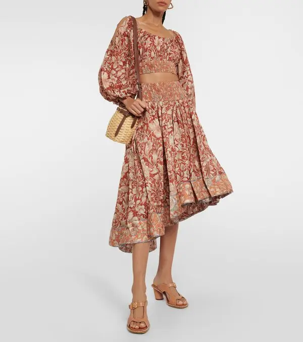 Zimmermann Chintz Floral Silk Crop Top
