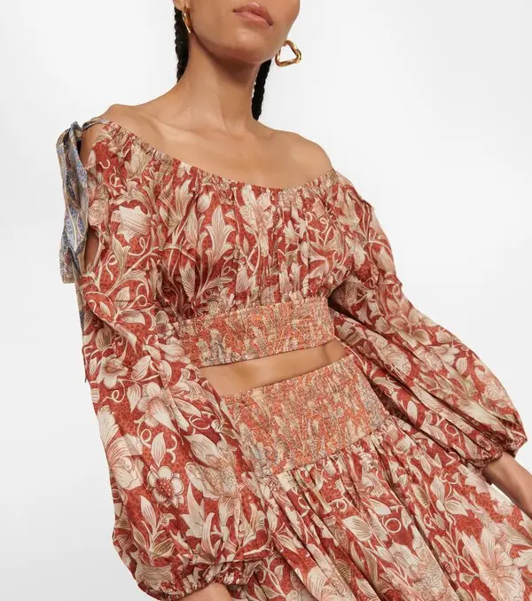 Zimmermann Chintz Floral Silk Crop Top