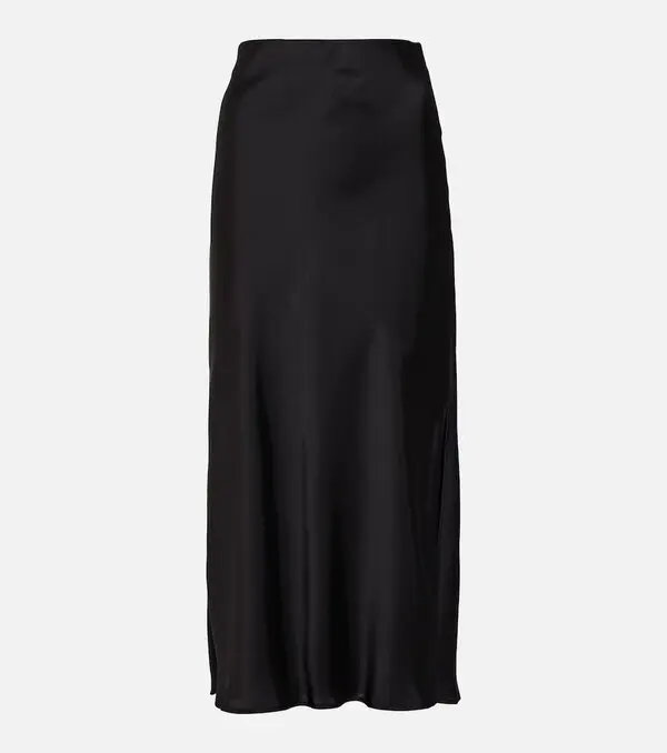 Brunello Cucinelli Satin Midi Skirt - Black