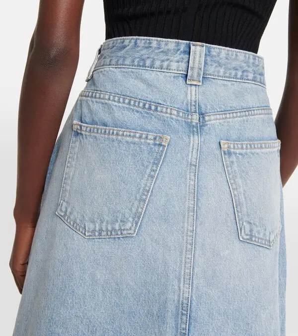 Khaite Charlene Denim Midi Skirt - Blue