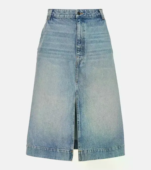 Khaite Charlene Denim Midi Skirt