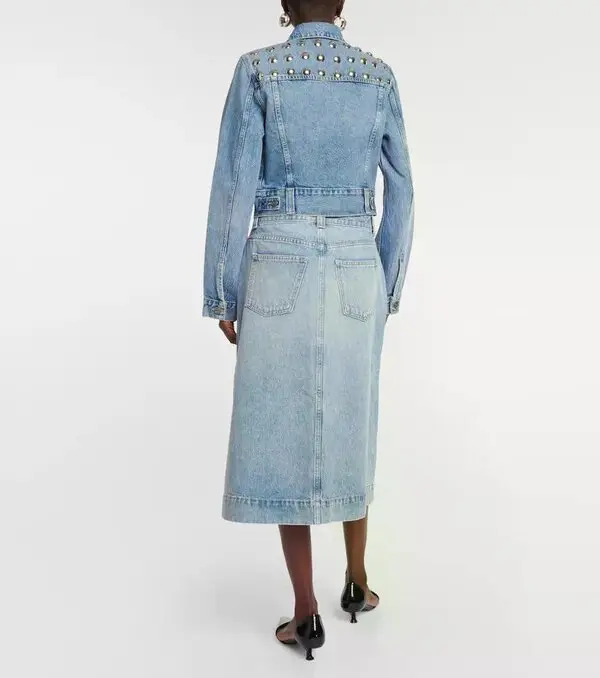 Khaite Charlene Denim Midi Skirt