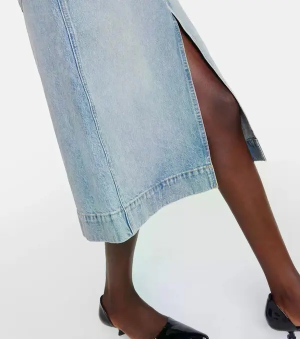 Khaite Charlene Denim Midi Skirt