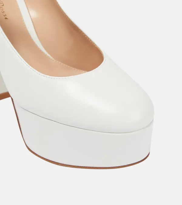 GIANVITO ROSSI Mary Jane Leather Platform Pumps - White