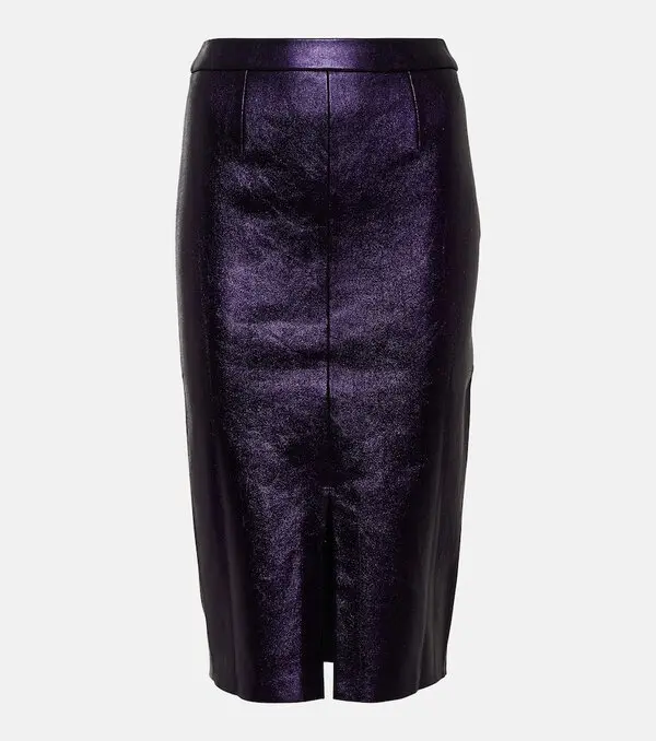 Stouls Carmen Metallic Leather Midi Skirt