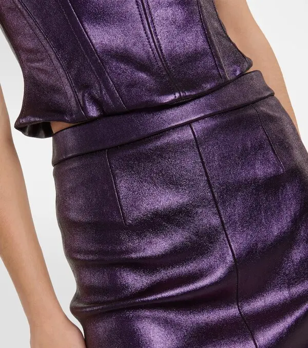 Stouls Carmen Metallic Leather Midi Skirt
