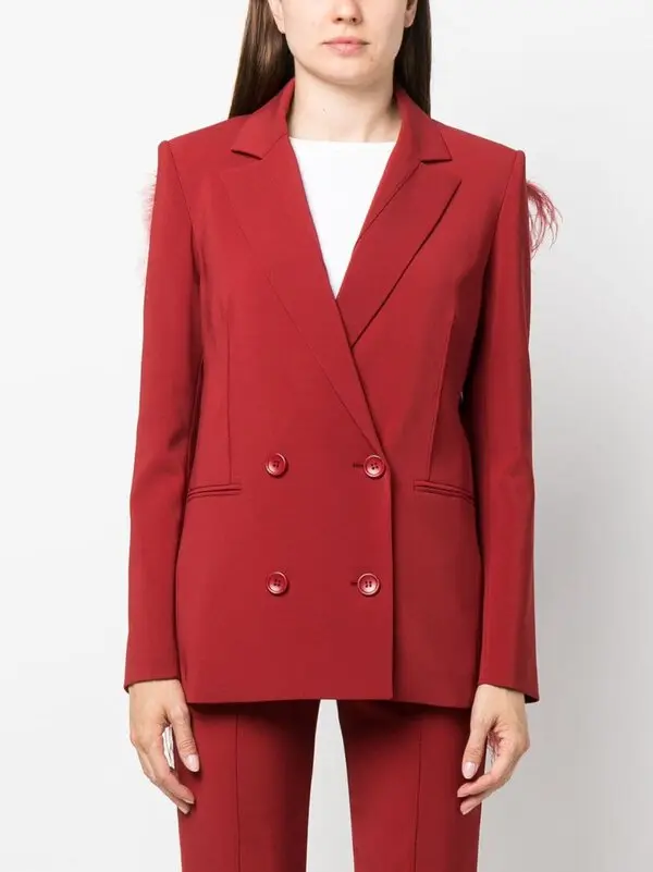 Patrizia Pepe Feather-detail Double-breasted Blazer