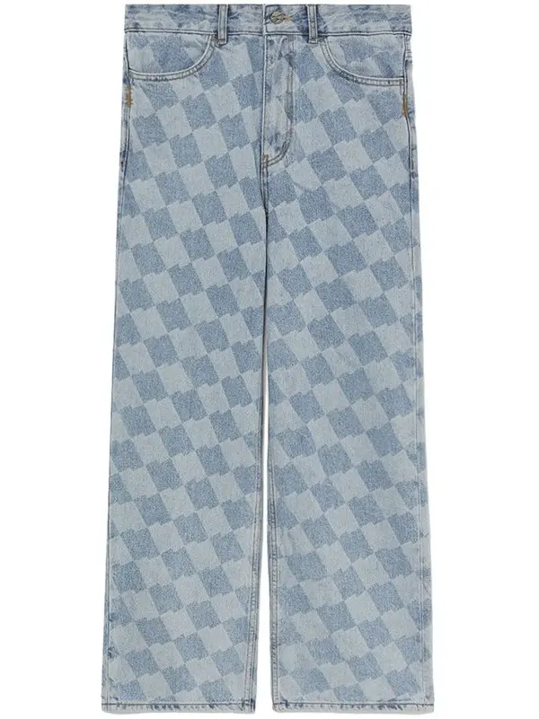 ADER ERROR Checkerboard Straight-leg Jeans - Blue