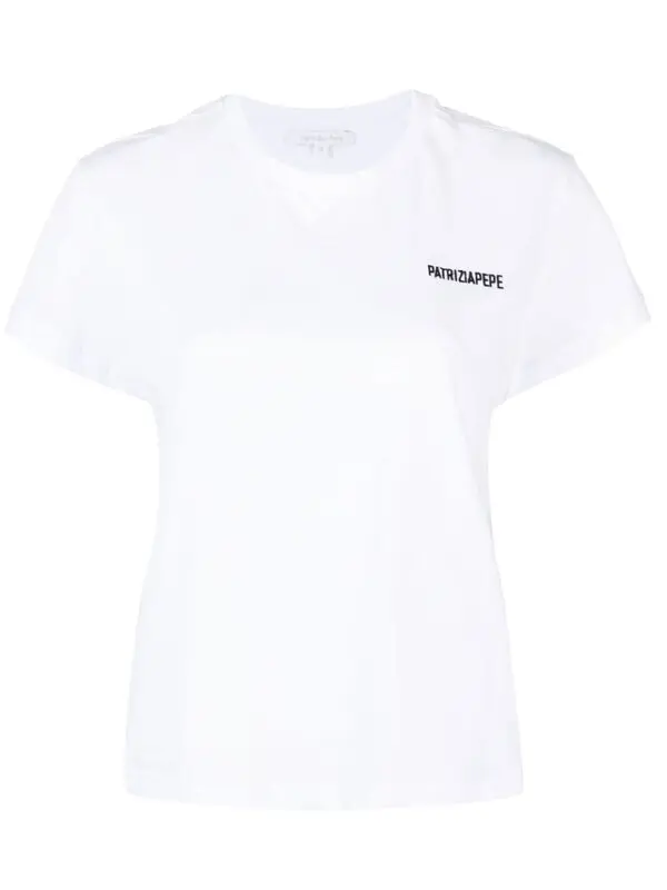 Patrizia Pepe Logo-embroidered T-shirt - White