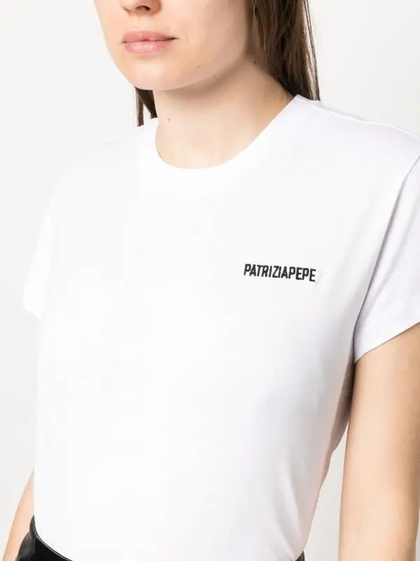 Patrizia Pepe Logo-embroidered T-shirt - White