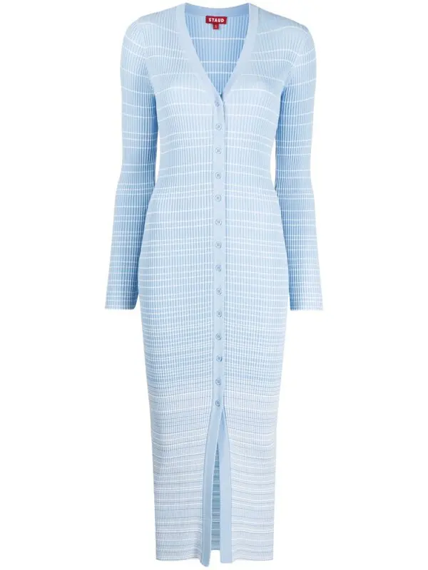 Staud Shoko Striped Ribbed-knit Dress