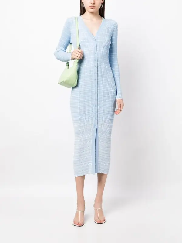 Staud Shoko Striped Ribbed-knit Dress