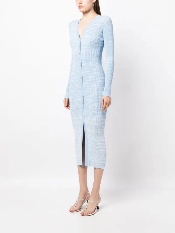 Staud Shoko Striped Ribbed-knit Dress