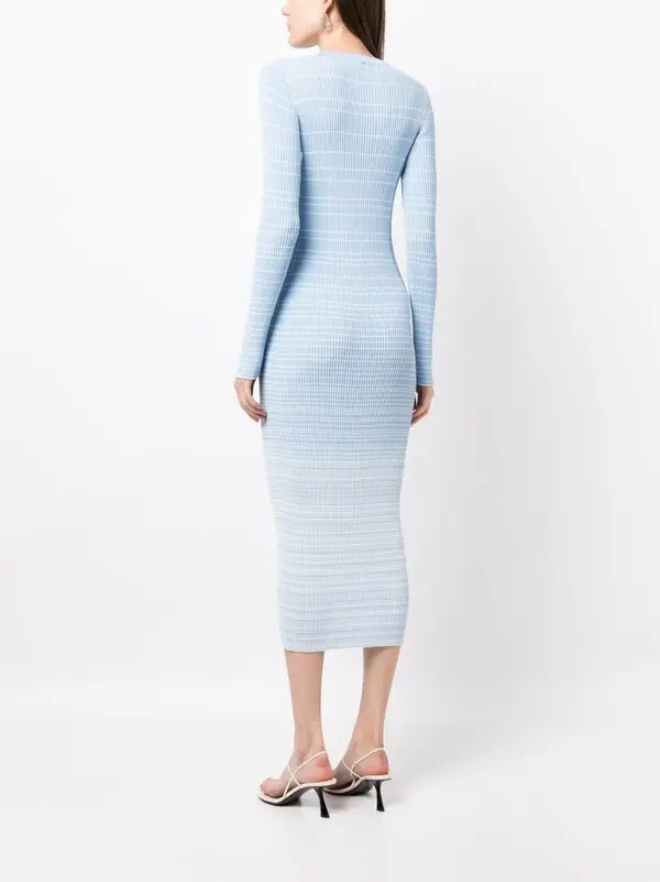 Staud Shoko Striped Ribbed-knit Dress