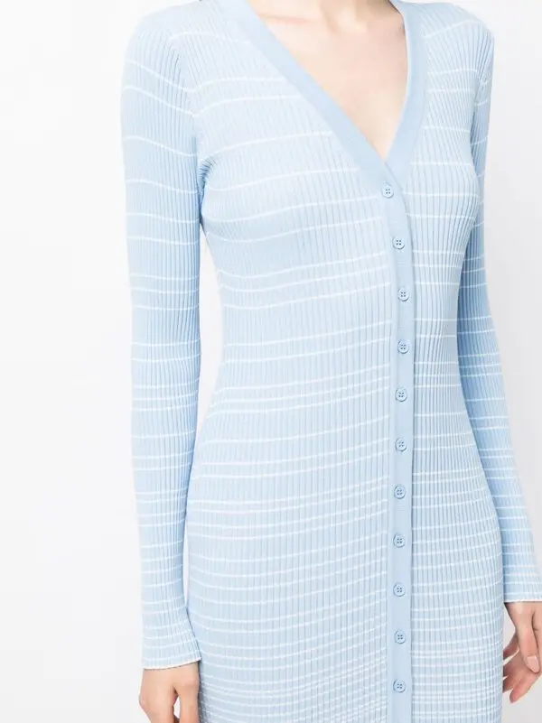 Staud Shoko Striped Ribbed-knit Dress
