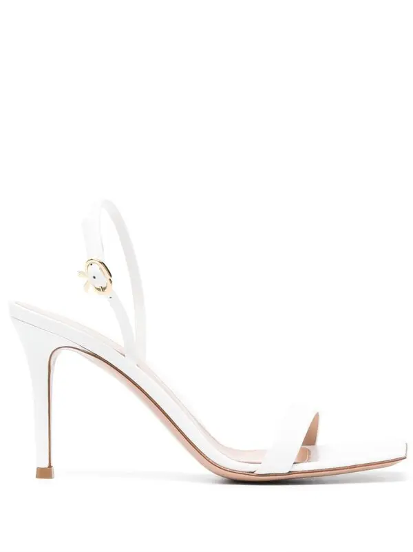 GIANVITO ROSSI Ribbon 85mm Stiletto Leather Sandals - White