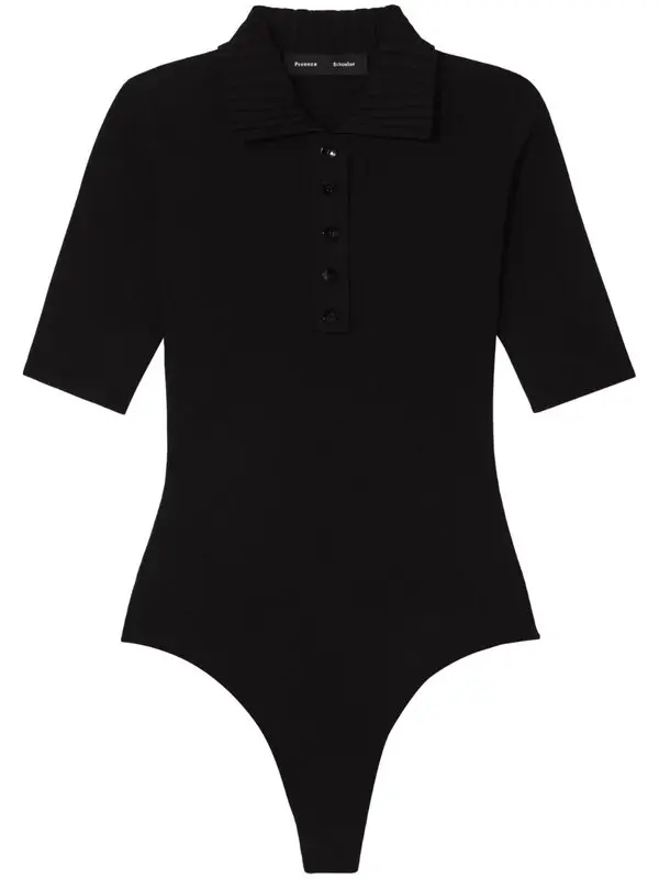 Proenza Schouler Short-sleeved Knitted Polo Bodysuit