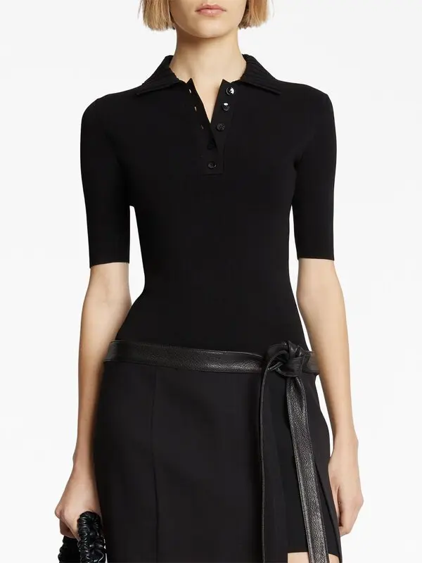 Proenza Schouler Short-sleeved Knitted Polo Bodysuit