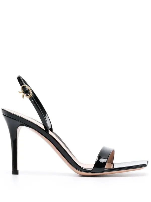 GIANVITO ROSSI 85mm Ribbon Stiletto Leather Sandals - Black