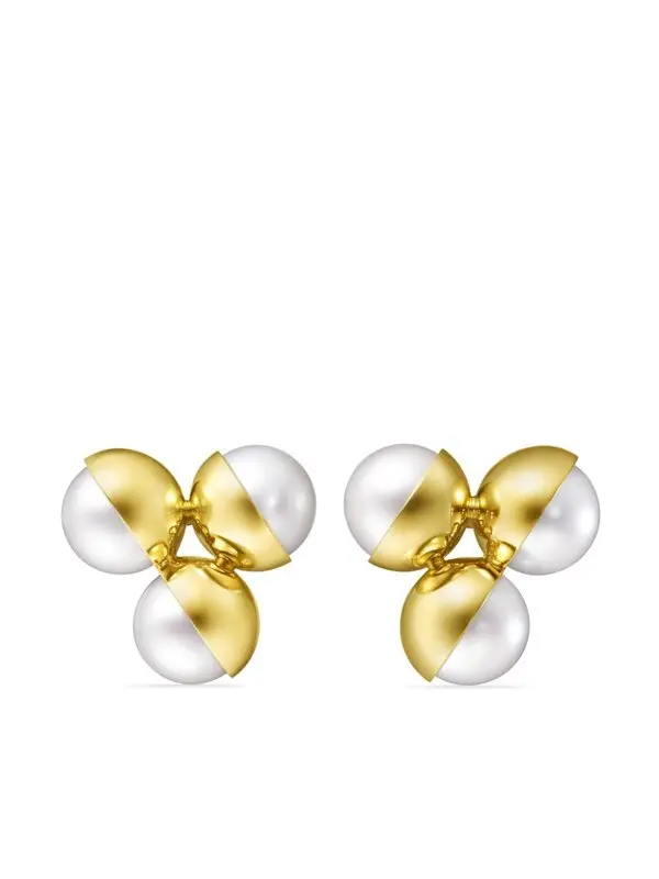 TASAKI 18kt Yellow M/g Arlequin Slashed Freshwater Pearl Earrings - Gold