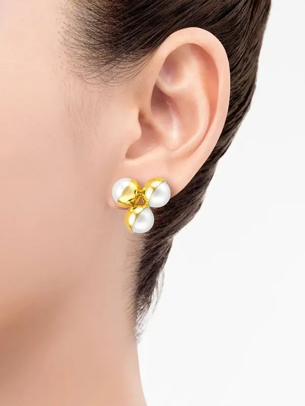TASAKI 18kt Yellow M/g Arlequin Slashed Freshwater Pearl Earrings