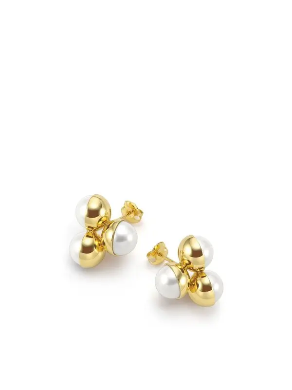 TASAKI 18kt Yellow M/g Arlequin Slashed Freshwater Pearl Earrings