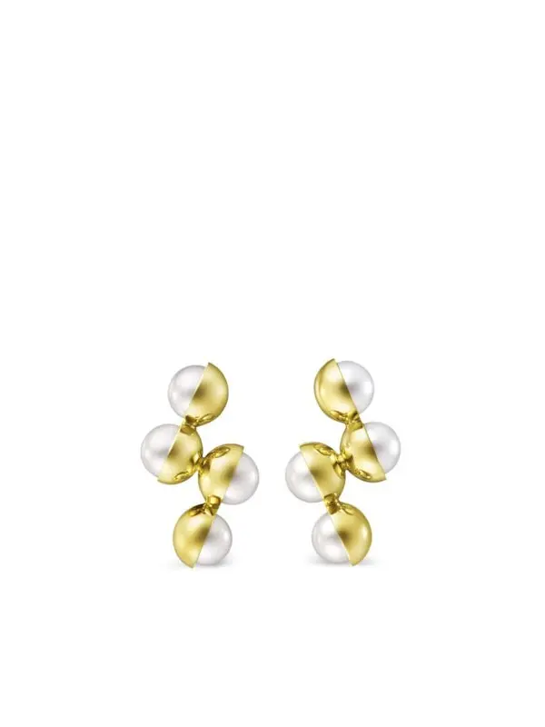 TASAKI 18kt Yellow Arlequin Slashed Freshwater Pearl Earrings - Gold