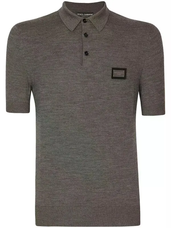 Dolce & Gabbana Logo-tag Wool Polo Shirt - Grey