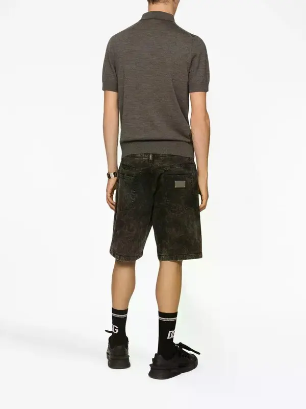 Dolce & Gabbana Logo-tag Wool Polo Shirt - Grey